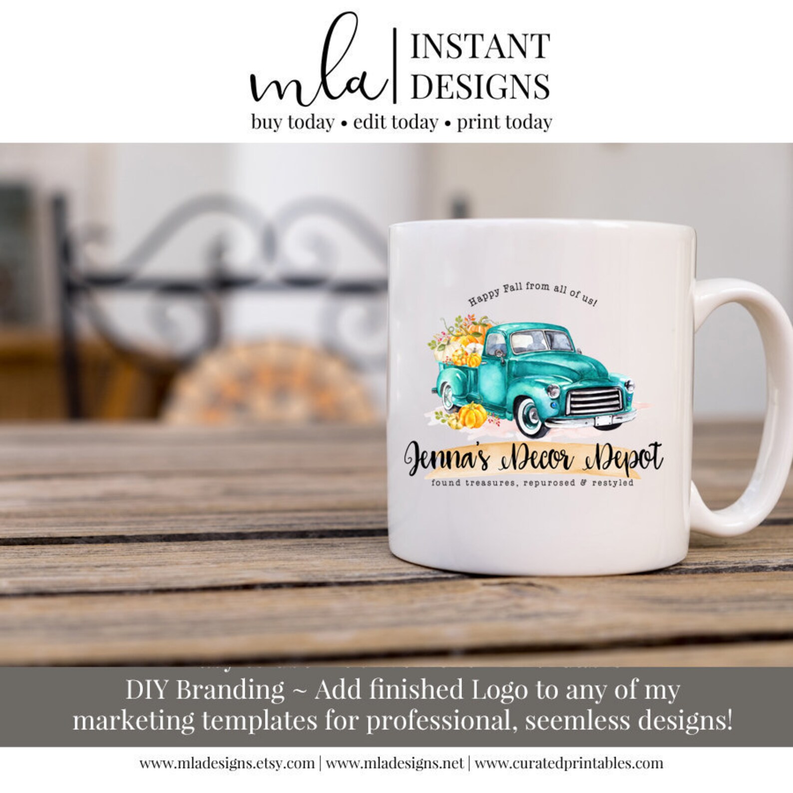 DIY Fall Truck Logo Editable Teal Truck Logo Boutique Logo | Etsy