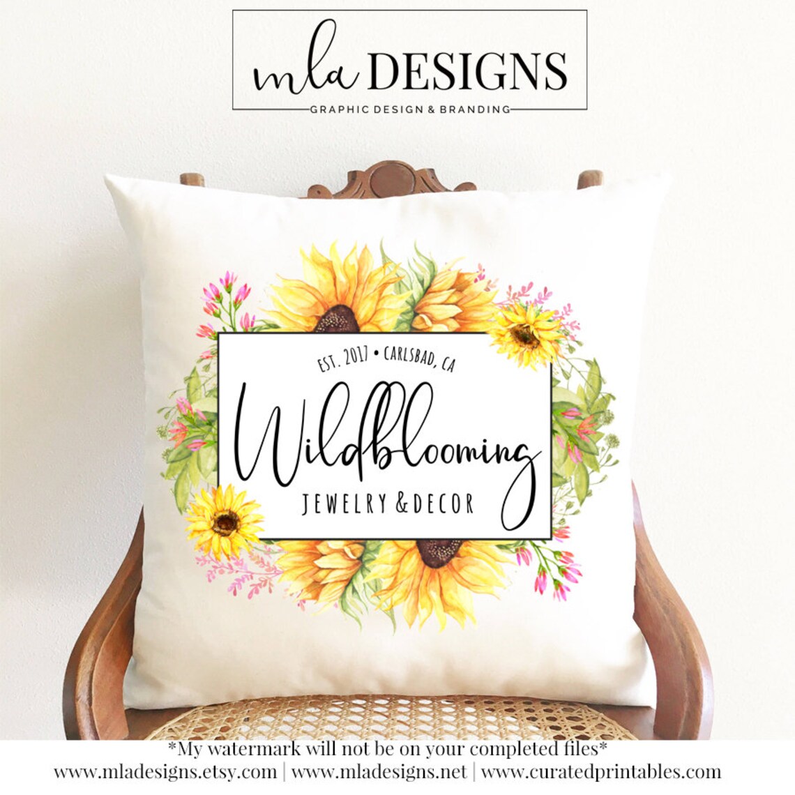 Sunflower Logo Template DIY Sunflower Logo Paint Brush | Etsy