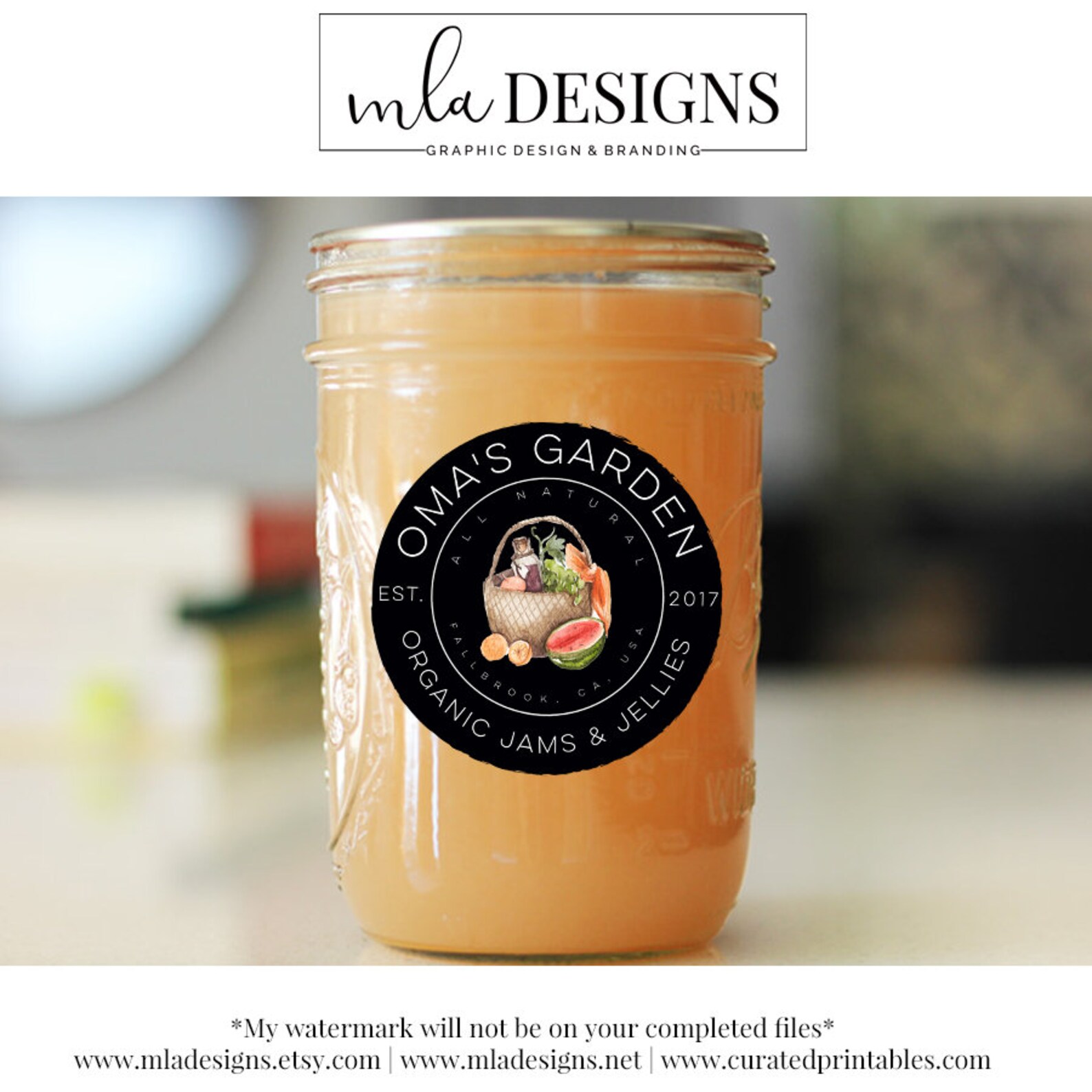 Round Food Logo Template DIY Round Logo Canning Round Logo | Etsy