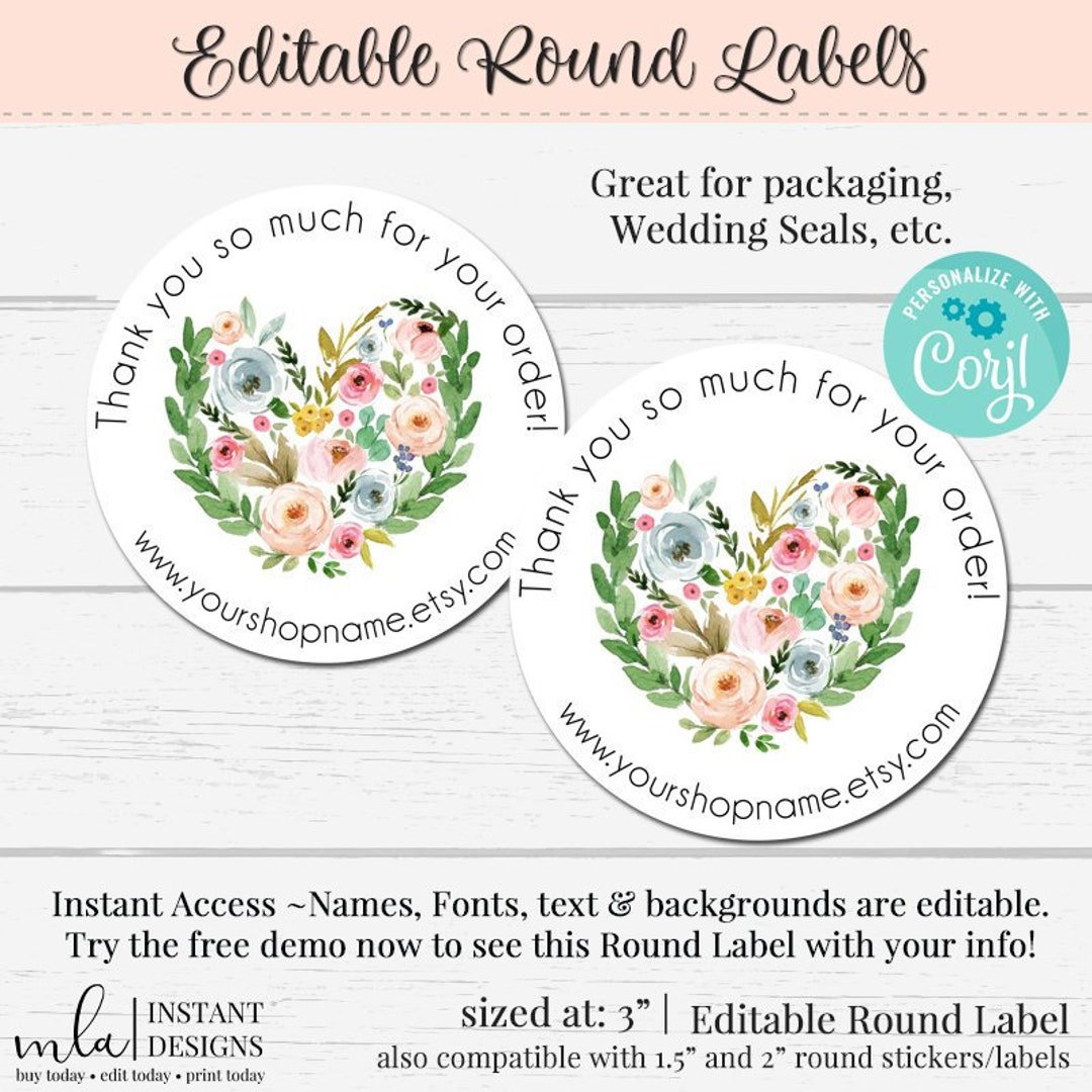 Editable Round Label, DIY Round Label, Round Label Template, DIY Round ...