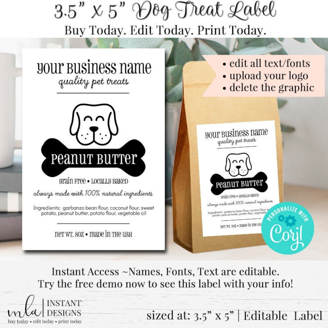 Dog Treat Label DIY Product Label Rectangular Label - Etsy