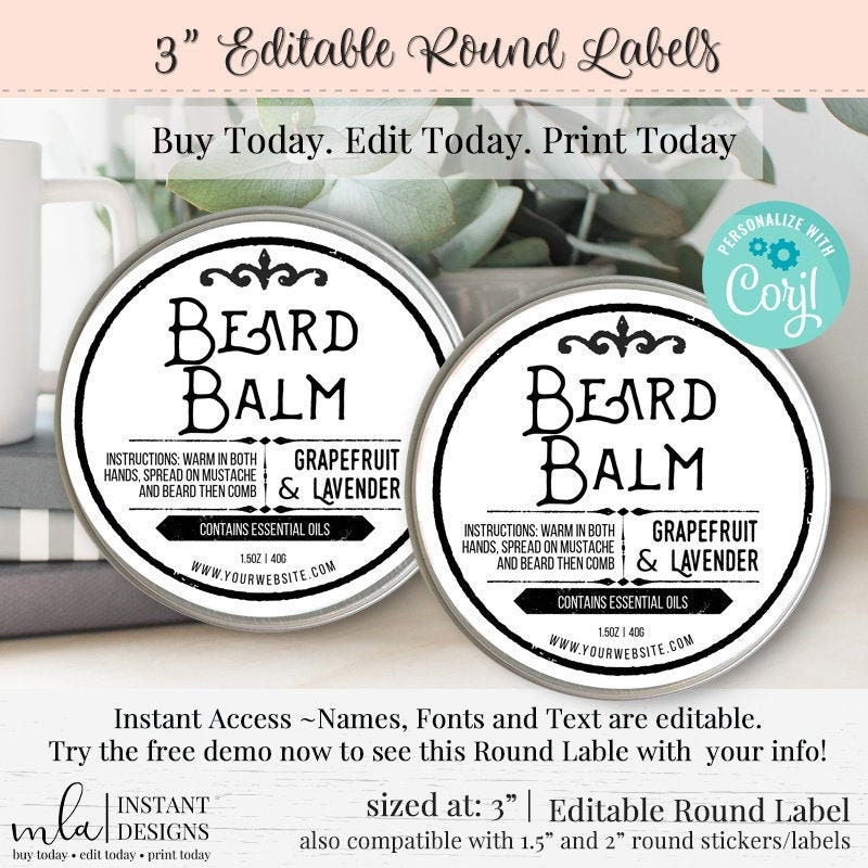 Editable Product Label DIY Round Label Vintage Label | Etsy