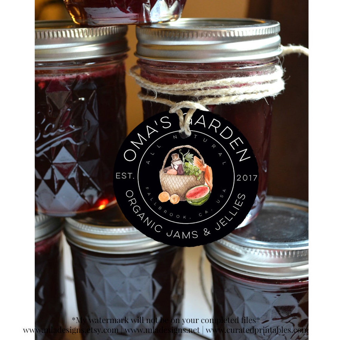 Round Food Logo Template DIY Round Logo Canning Round Logo | Etsy