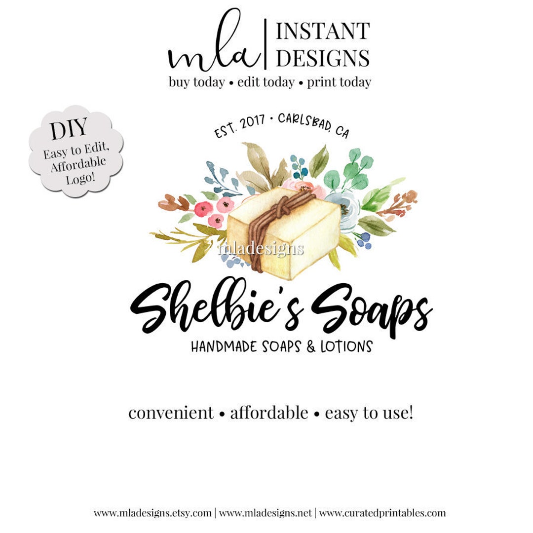 DIY Soap Logo - Editable Soap Logo, Boutique Logo, Bath Tub Logo ...