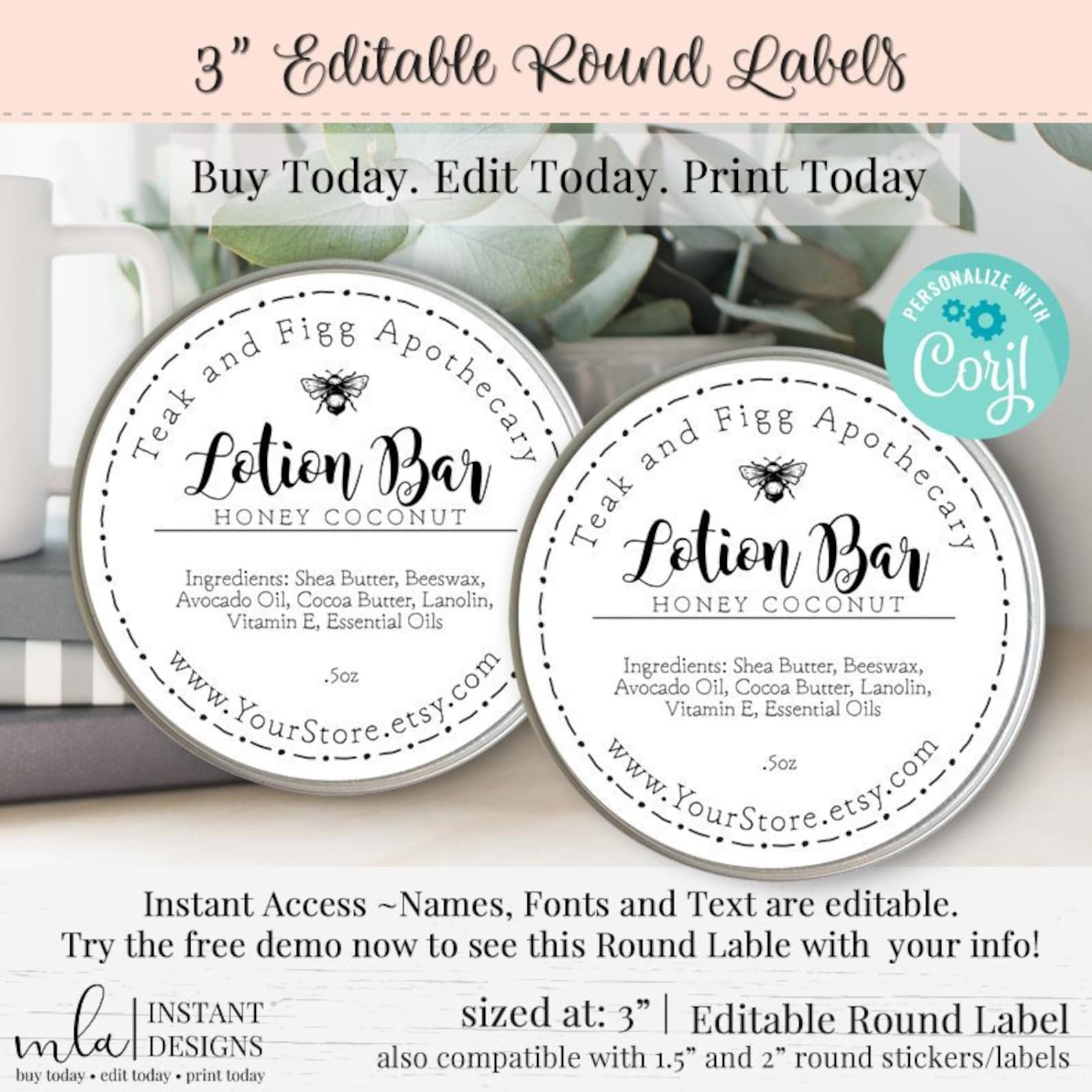 Editable Product Label, DIY Round Label, Round Label Template, DIY ...