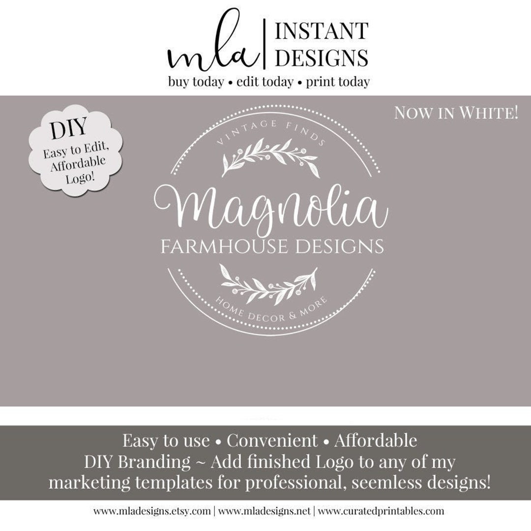 Editable Round Logo Template, DIY Round Logo - White Logo, Logo Stamp ...