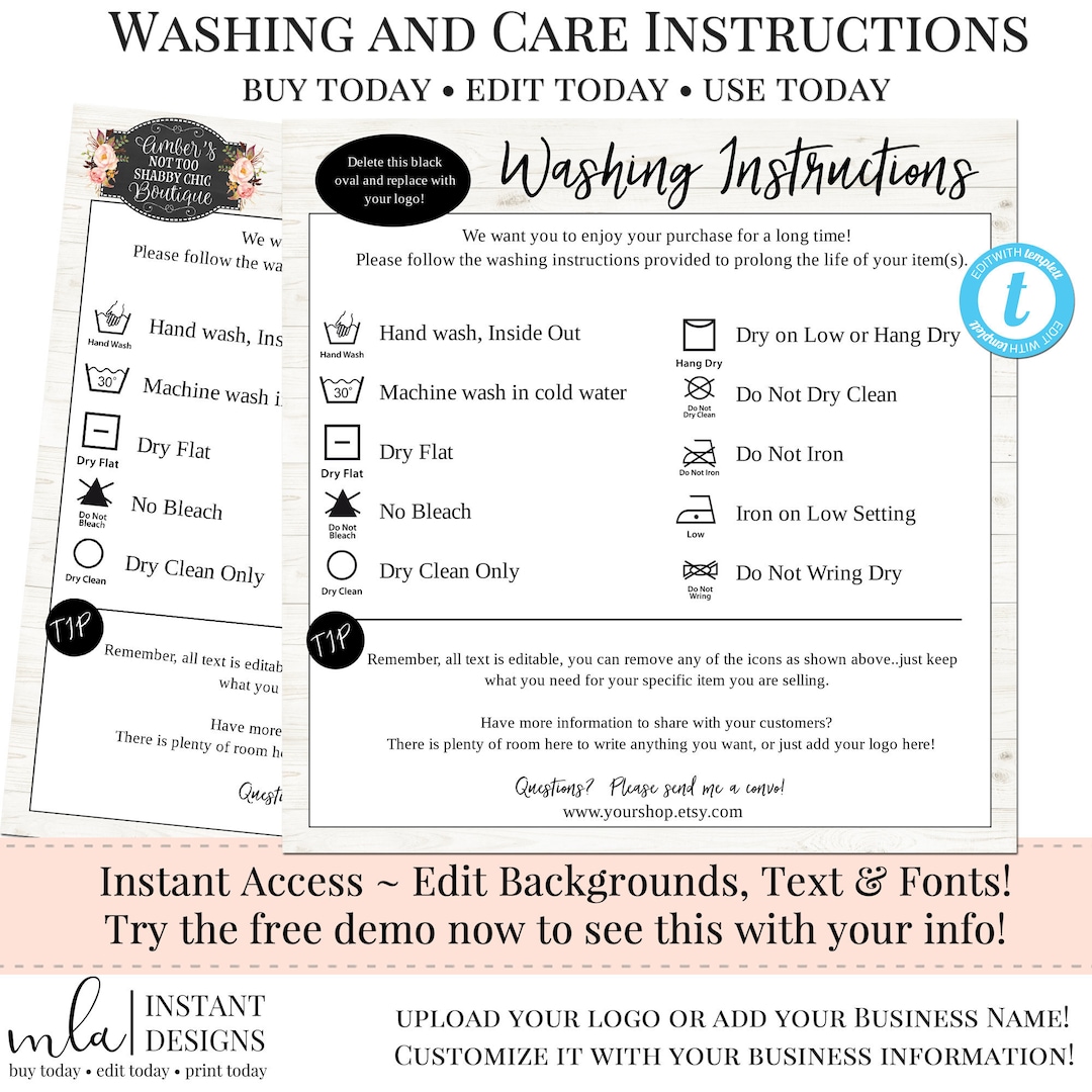Washing and Care Instructions, Product Pictures, How to Care For ...