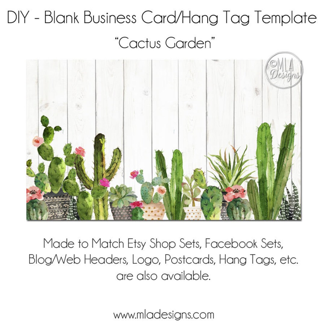 Cactus Garden Business Card, DIY Blank Business Card Template - Cactus ...