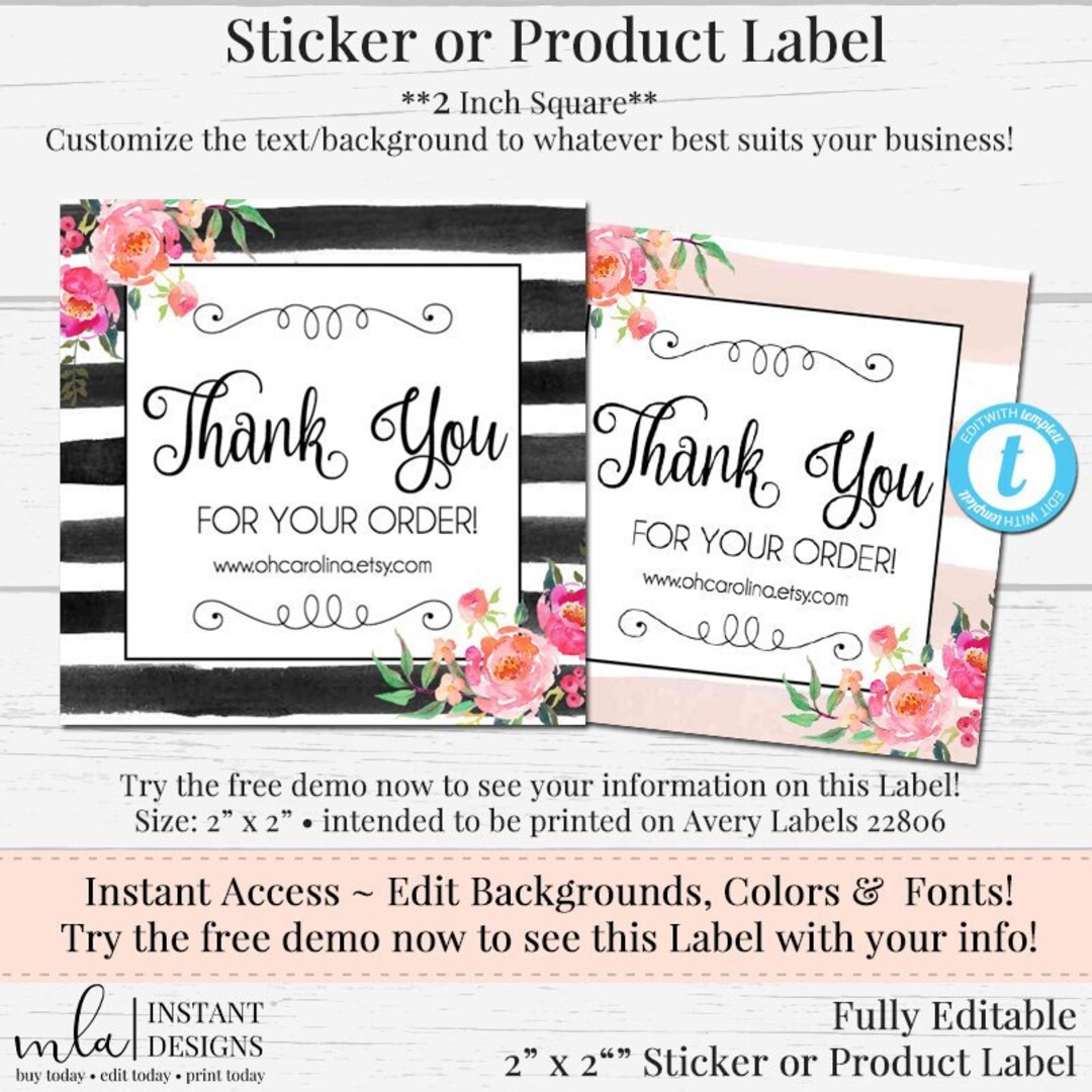 DIY Sticker, Editable Label, 2 Inch Label, DIY Labels, Instant Download ...
