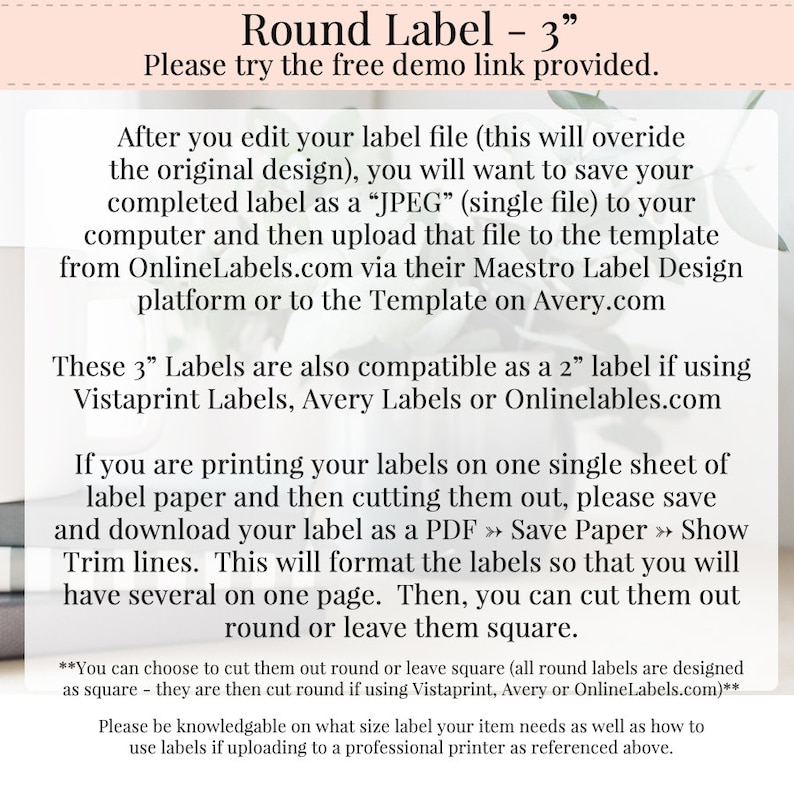 Editable Round Label DIY Round Label Round Label Template | Etsy