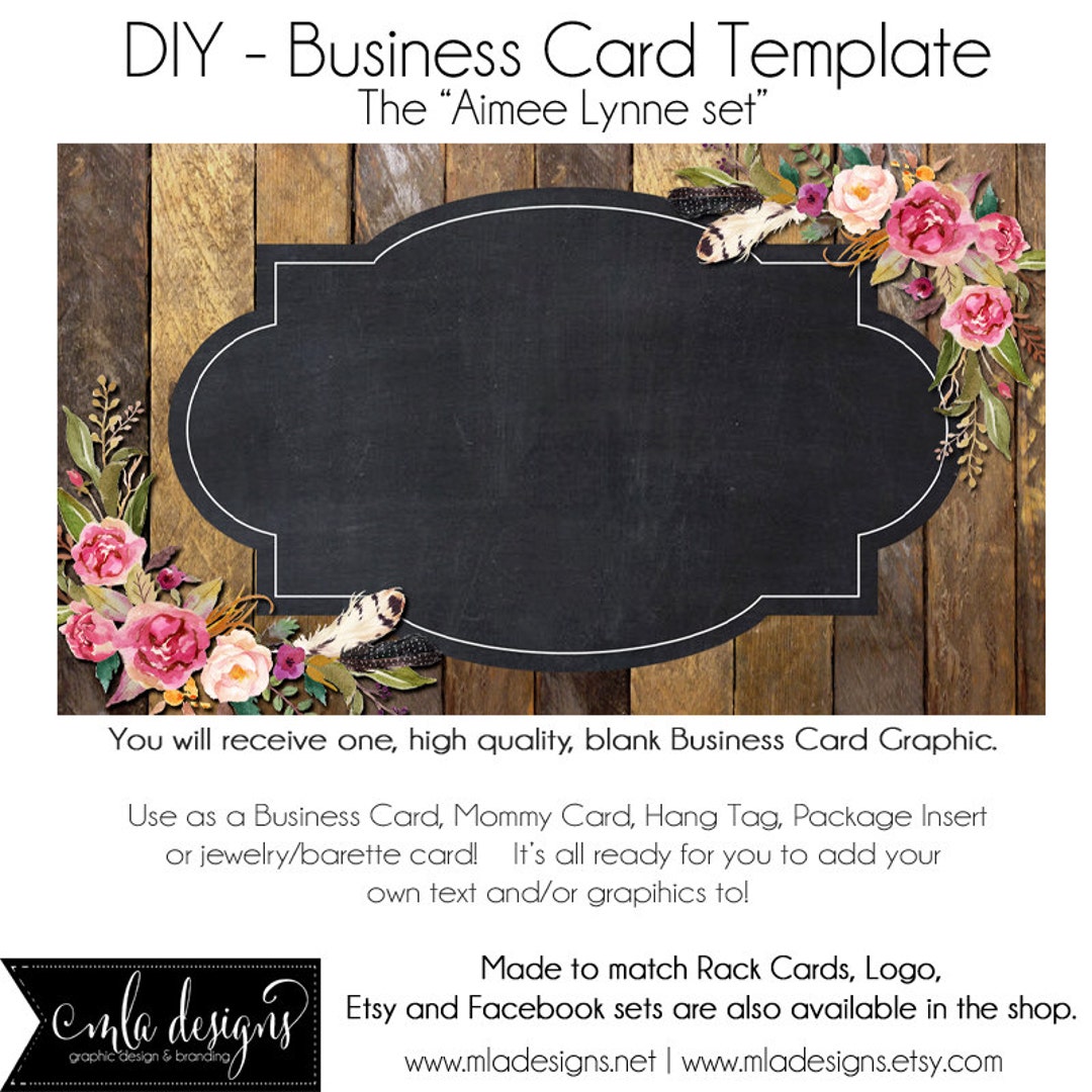Business Card Template - Aimee Lynne - Made to Match Etsy Sets and ...