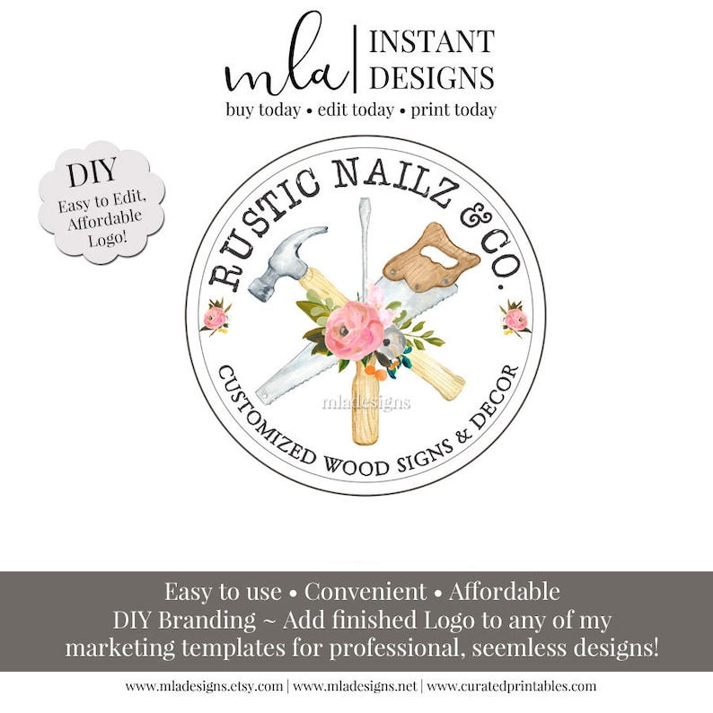 DIY Wood Working Logo Editable Carpentry Logo DIY Wood Sign - Etsy