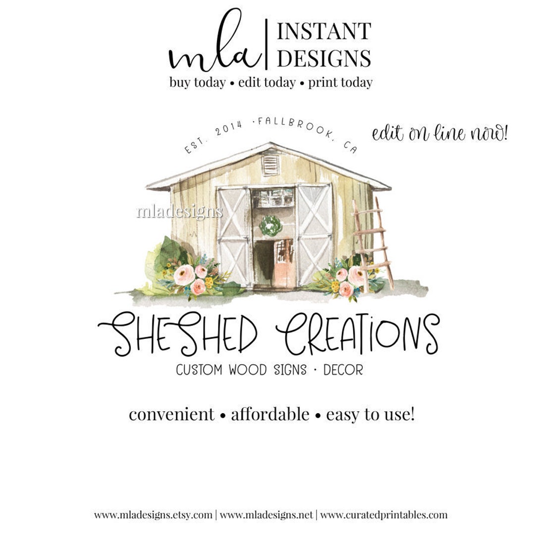 DIY Shed Logo - Editable Shed Logo, Boutique Logo, Farmhouse Logo ...