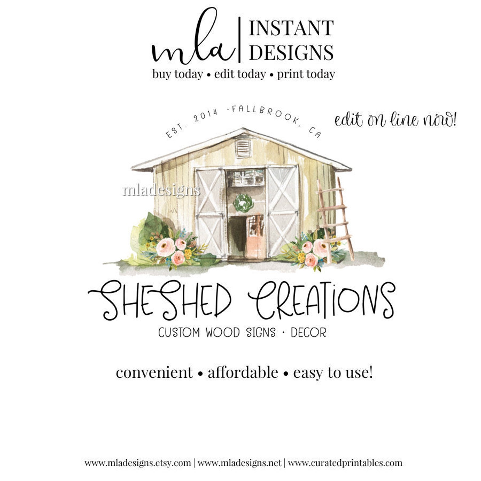 DIY Shed Logo - Editable Shed Logo, Boutique Logo, Farmhouse Logo ...