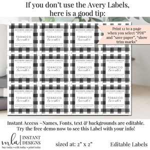 2 Inch Square Labels, Candle Labels, Product Labels, Editable Labels ...