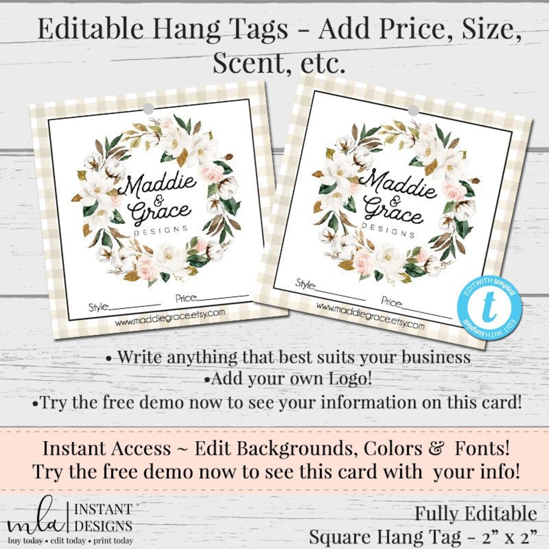 Hang Tag, DIY Hang Tag, Swing Tag, Editable Hang Tag, Logo Hang Tag ...