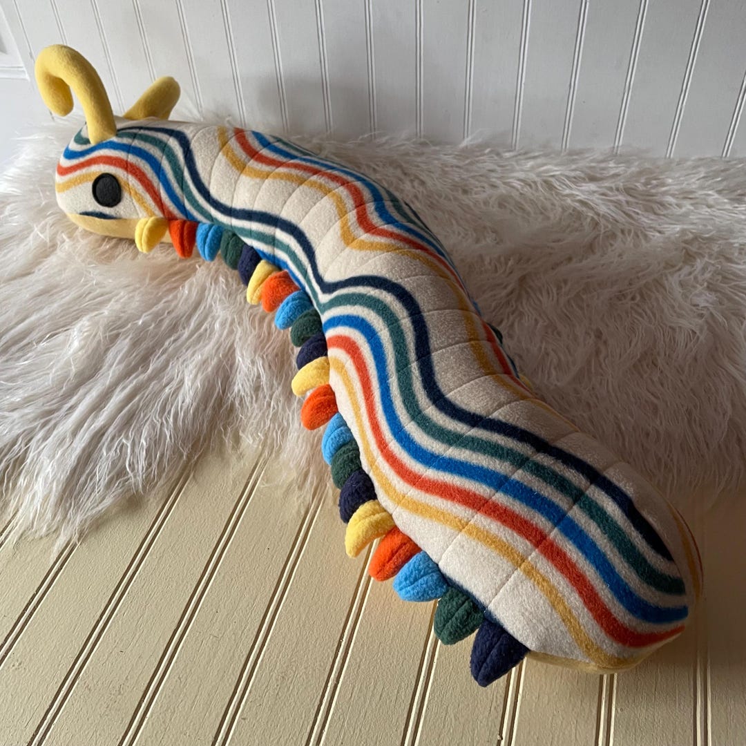 Retro Rainbow Millipede Plush, Millipede Toy, Plush Bug, Plush Insect ...