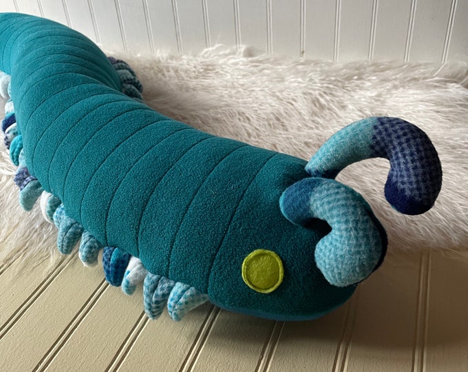 Teal Plaid Millipede Plush, Millipede Toy, Plush Bug, Plush Insect - Etsy