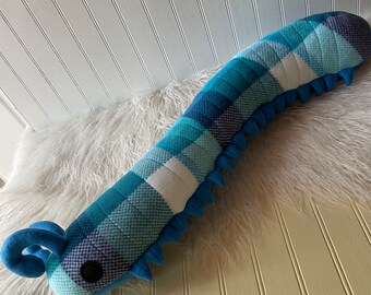 Teal Plaid Millipede Plush, Millipede Toy, Plush Bug, Plush Insect - Etsy