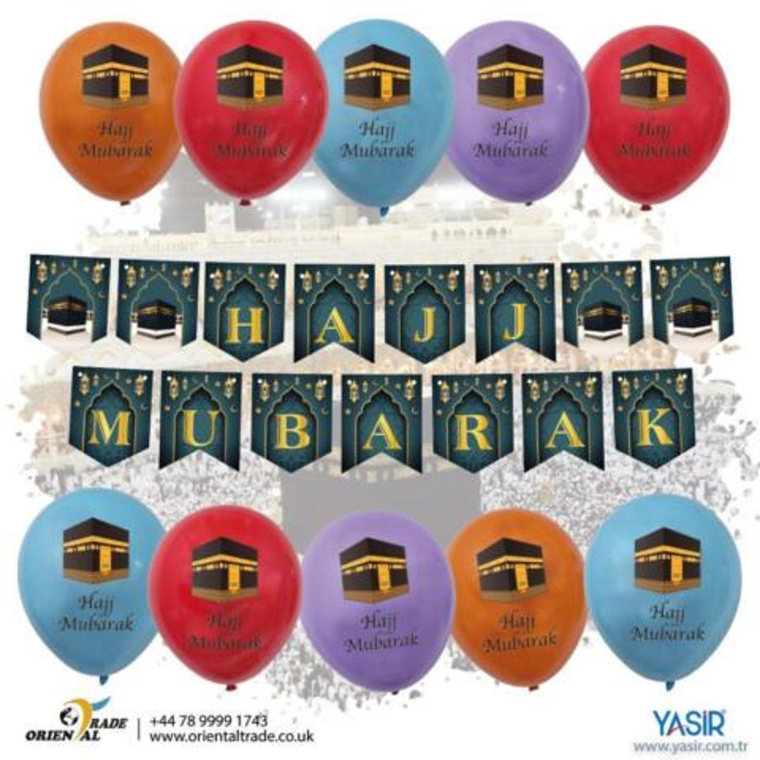 Ramadan, Eid, Hajj, Umrah Decoration(10 Balloons,15banners)islamic ...