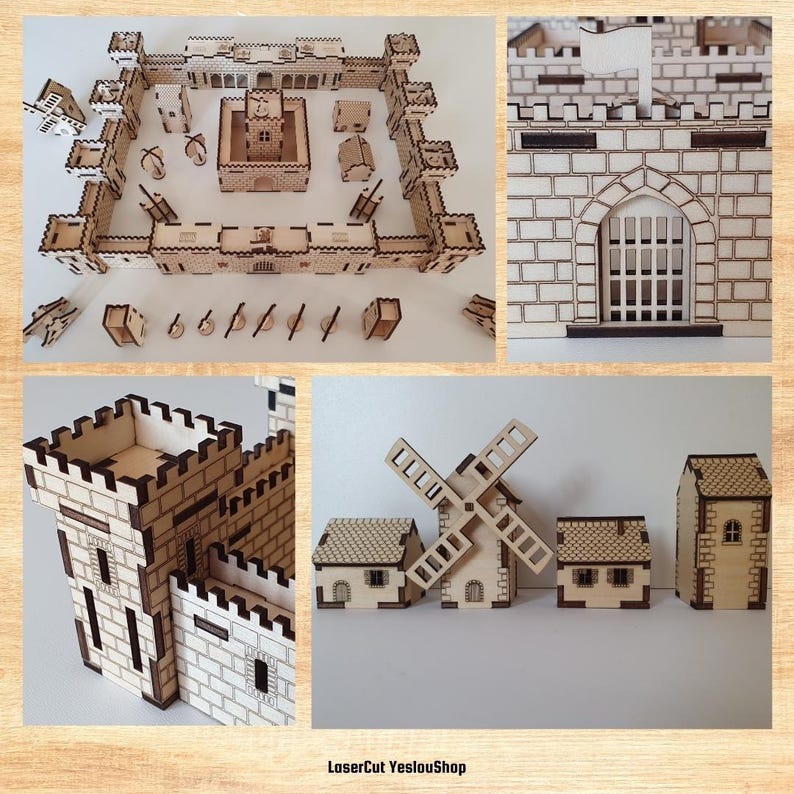 Modular Laser Cutting File Castle Including a Dungeon, Towers and ...
