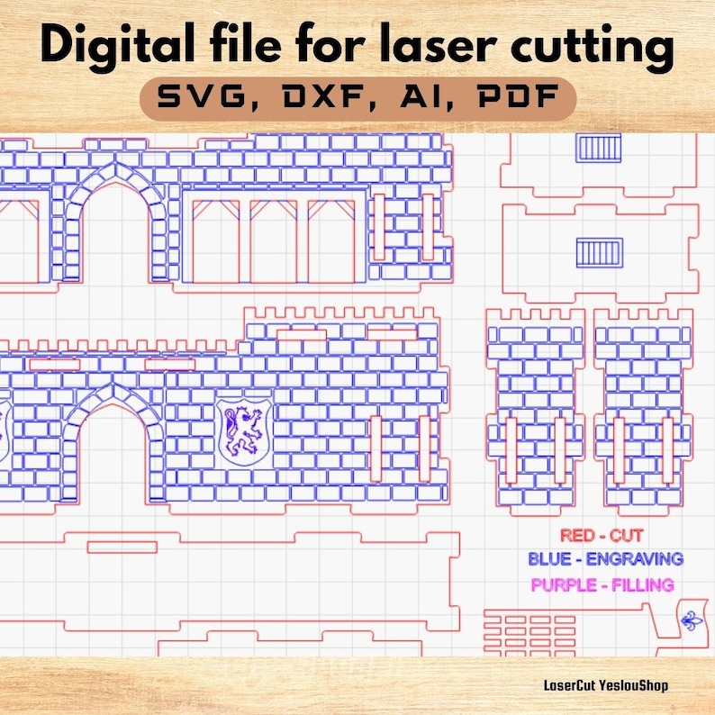 Modular Laser Cutting File Castle Including a Dungeon, Towers and ...
