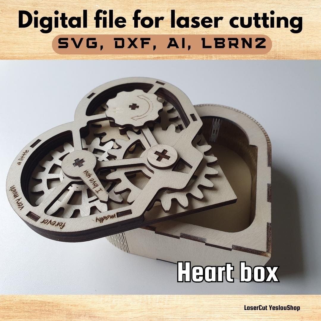Laser Cut Model Box in the Form of a Heart With Mechanism for Gift ...