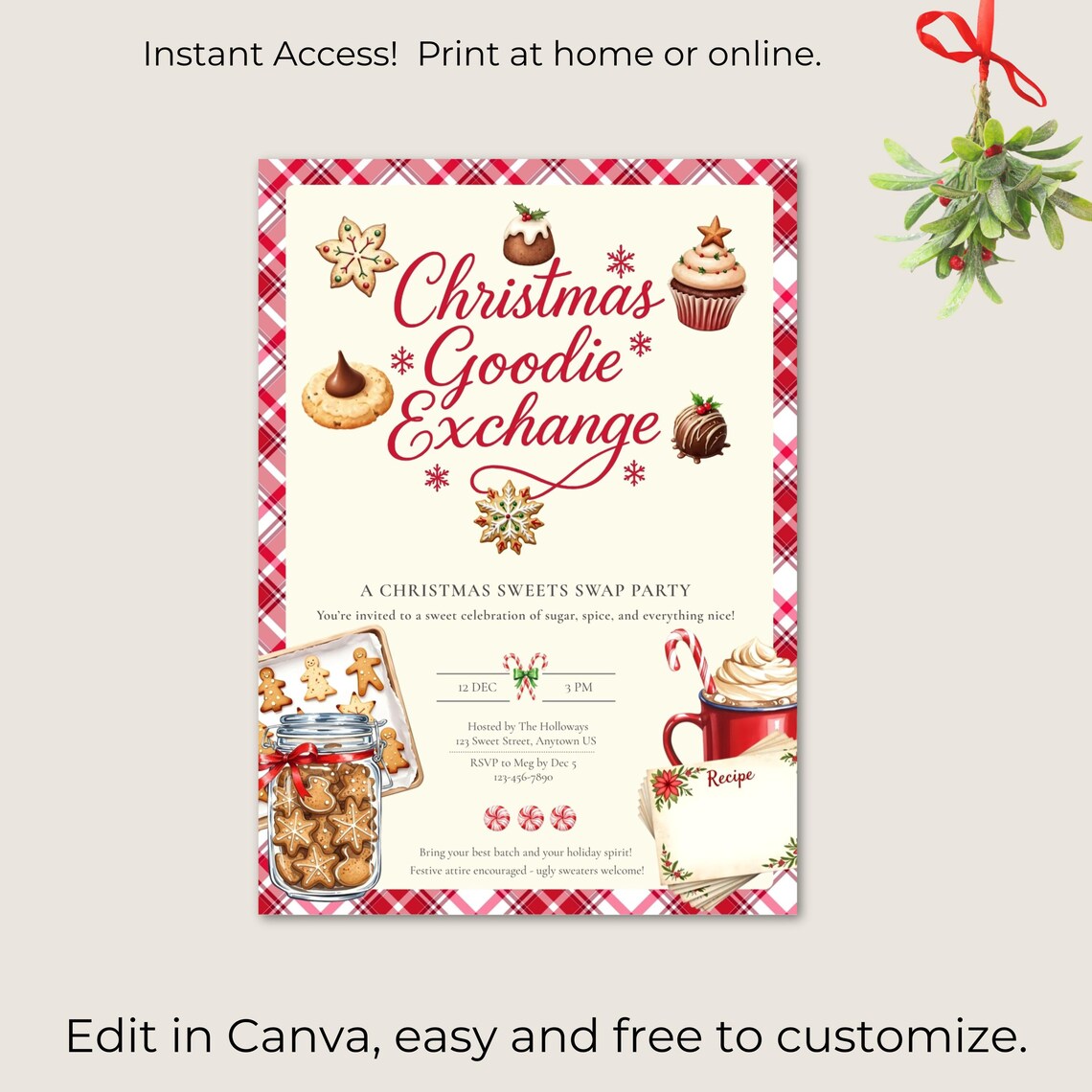 Christmas Goodie Exchange Invitation | Cookie Swap Party Invite Set ...