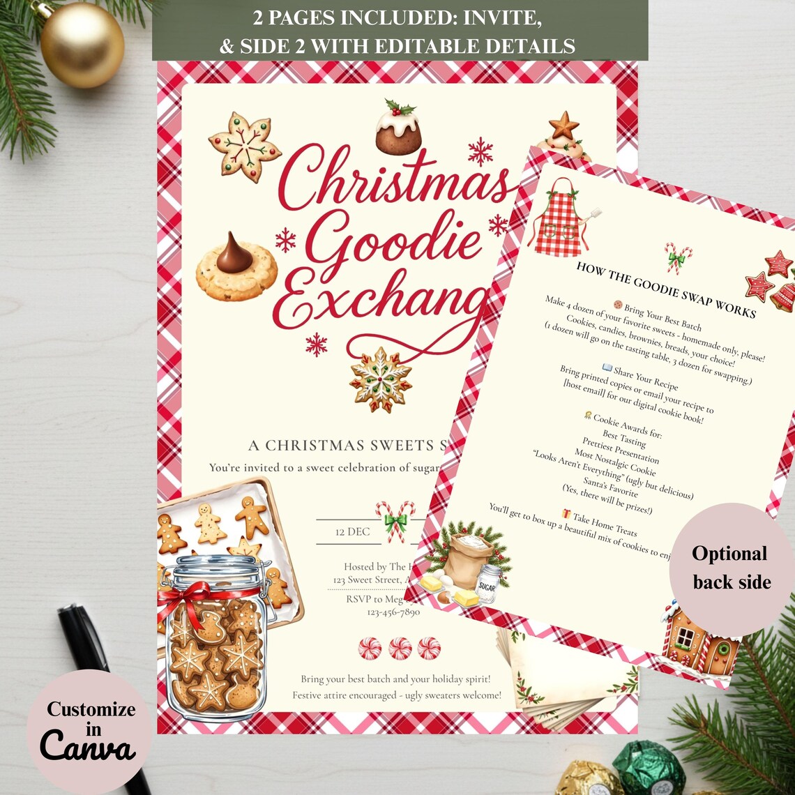 Christmas Goodie Exchange Invitation | Cookie Swap Party Invite Set ...