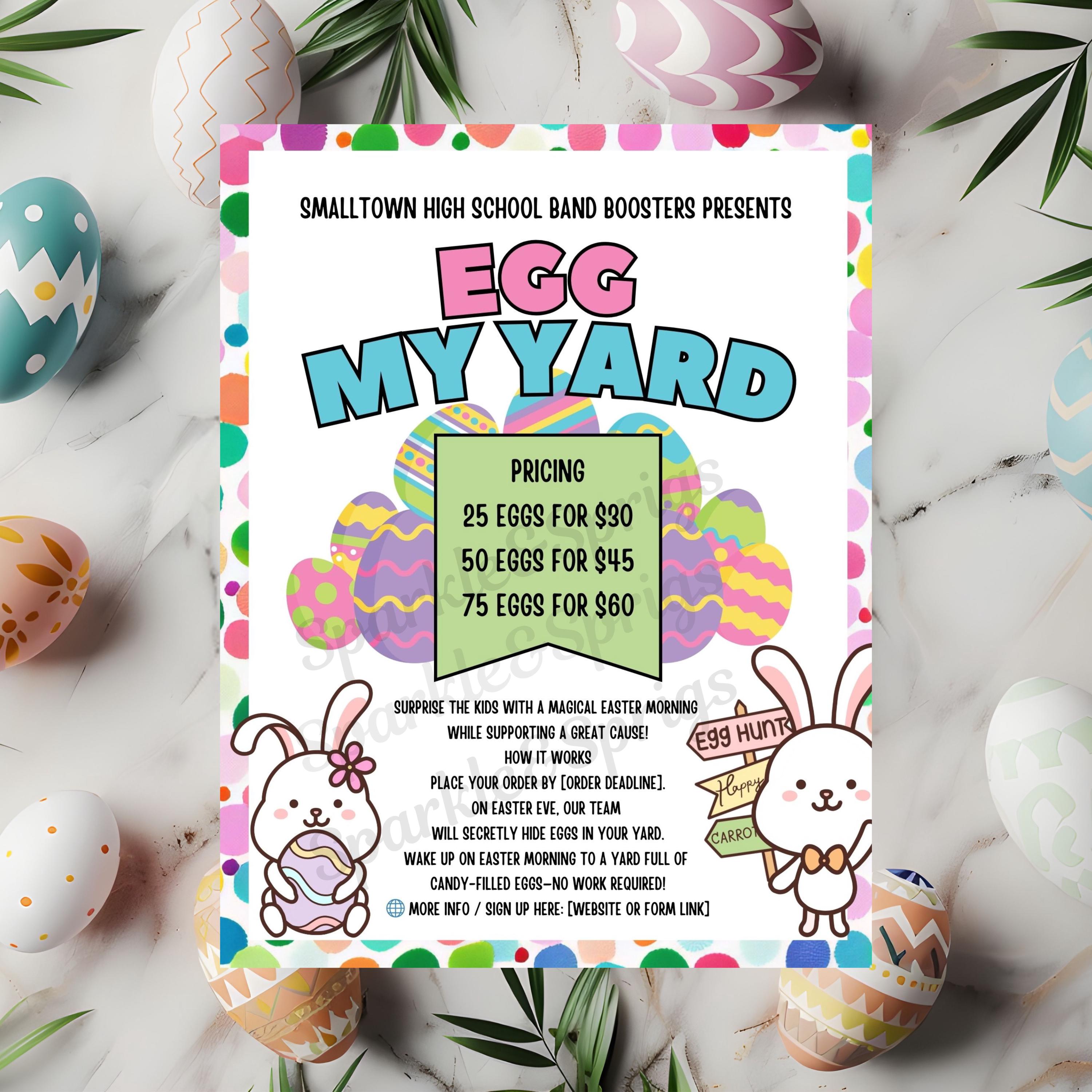 Egg My Yard Fundraiser Flyer Template, Easter Egg Hunt Gig Printable ...