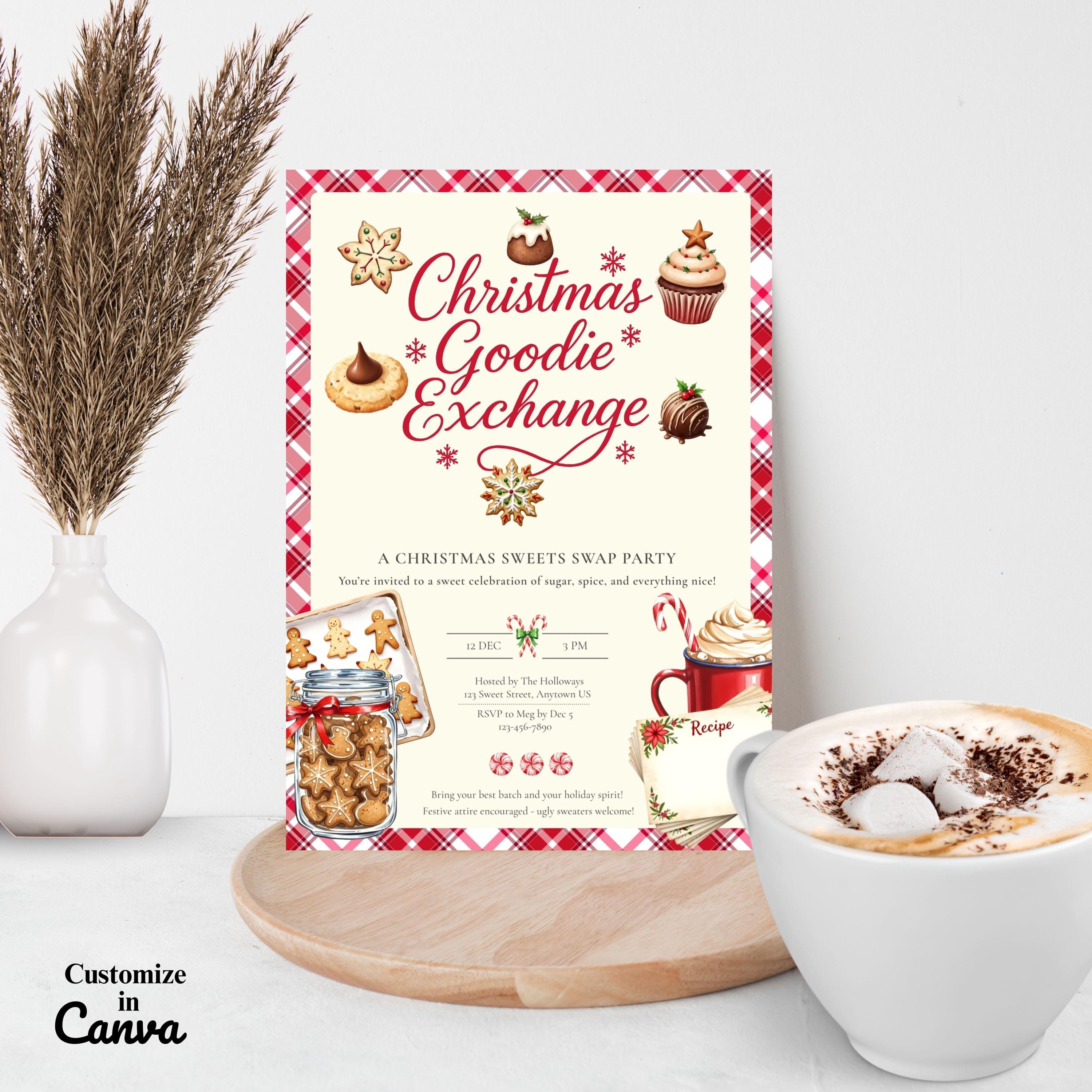 Christmas Goodie Exchange Invitation | Cookie Swap Party Invite Set ...