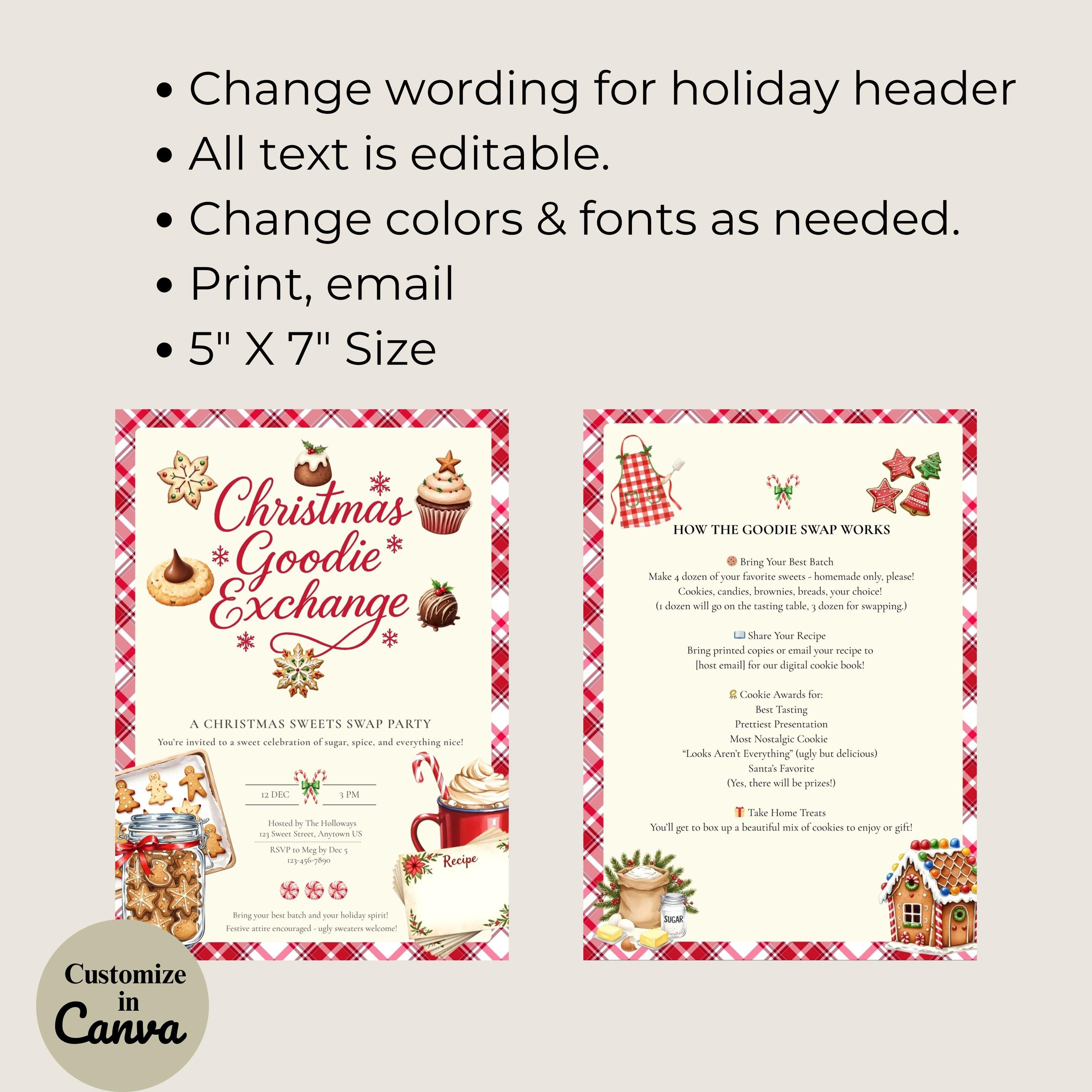 Christmas Goodie Exchange Invitation | Cookie Swap Party Invite Set ...