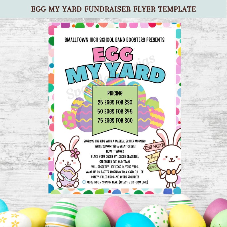 Egg My Yard Fundraiser Flyer Template, Easter Egg Hunt Gig Printable ...