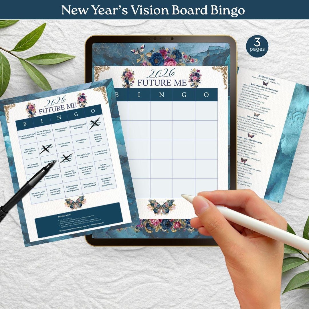 2026 Future Me Vision Board Bingo Kit | New Year’s Resolution Goal ...
