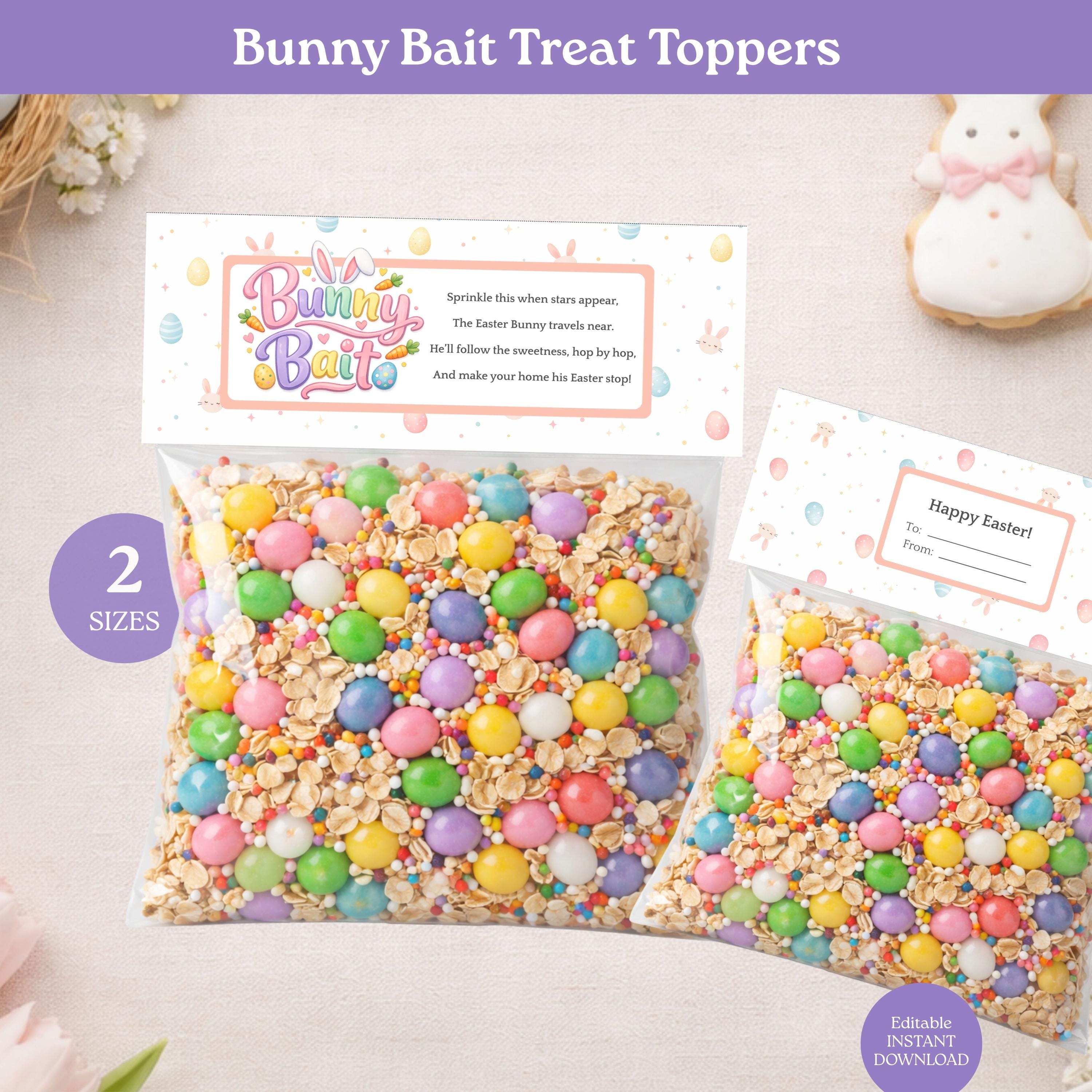 Easter Bunny Bait Printable Treat Bag Topper, Editable Bunny Bait Tags ...