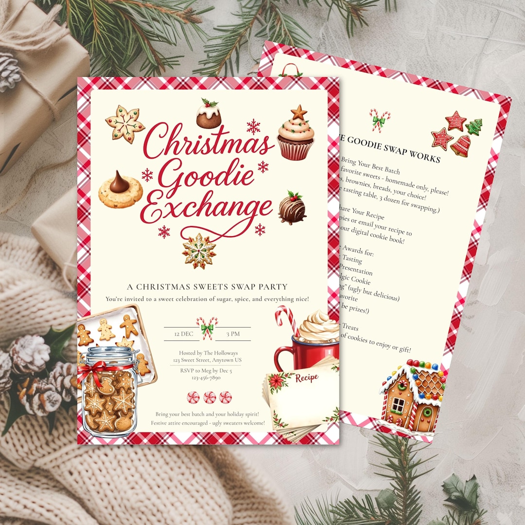 Christmas Goodie Exchange Invitation | Cookie Swap Party Invite Set ...