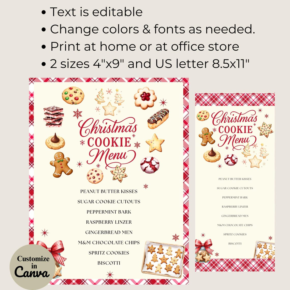 Christmas Cookie Menu Printable | Editable Cookie Exchange Sign ...