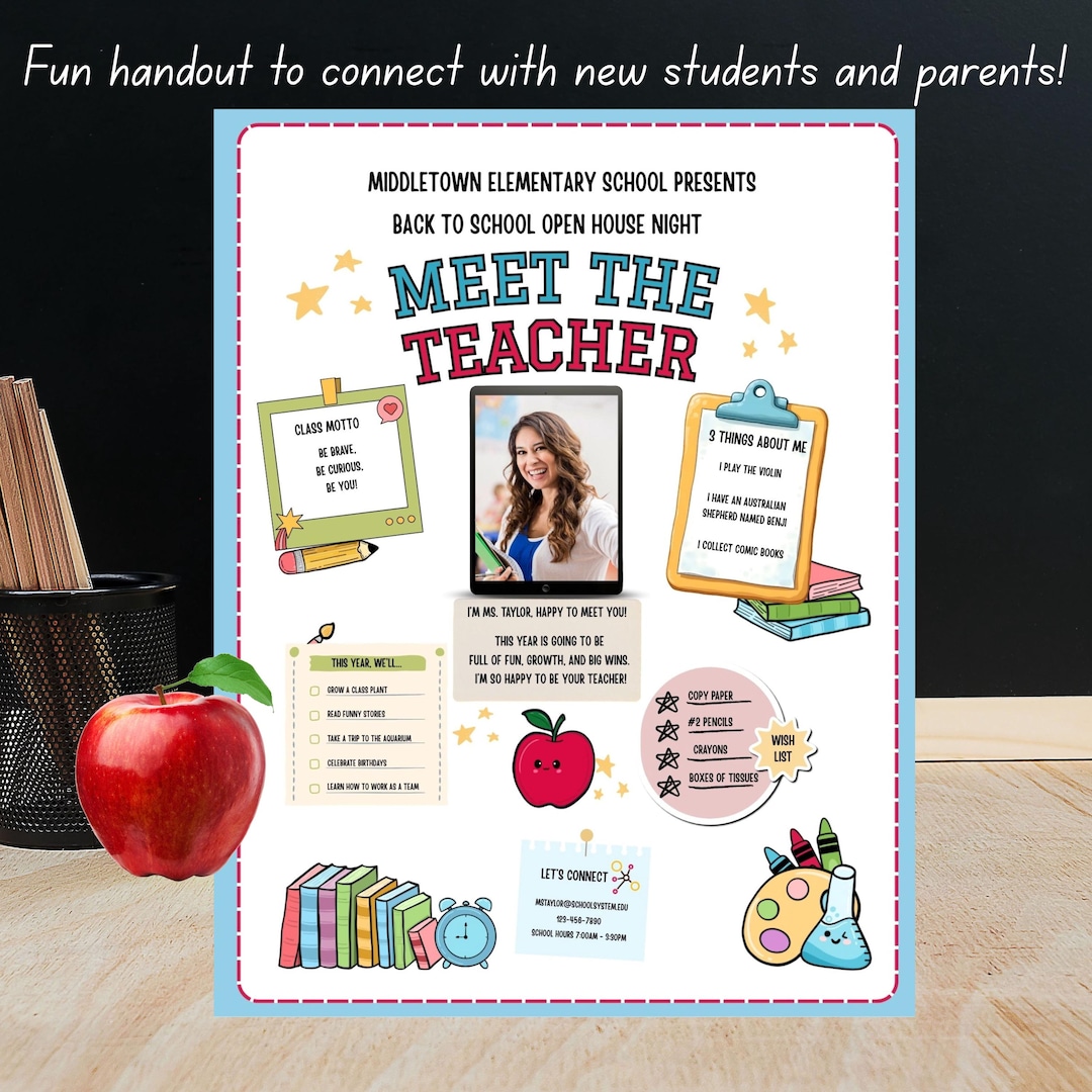 Meet the Teacher Flyer, Back to School Night Handout, Cute Printable ...