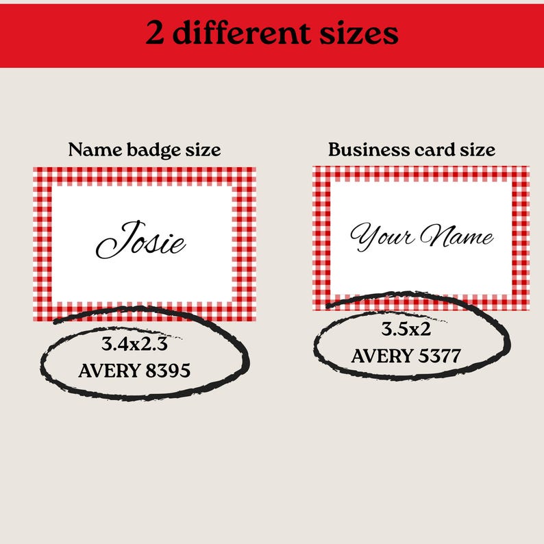 Editable Red Gingham Plaid Name Tags | Printable Name Badge Sticker ...