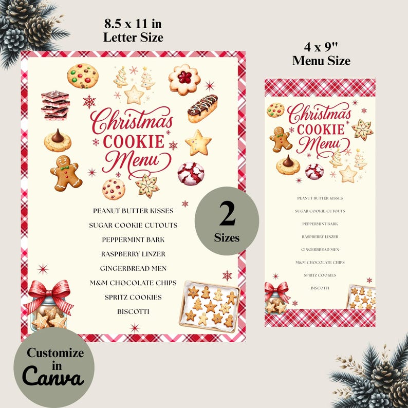 Christmas Cookie Menu Printable | Editable Cookie Exchange Sign ...