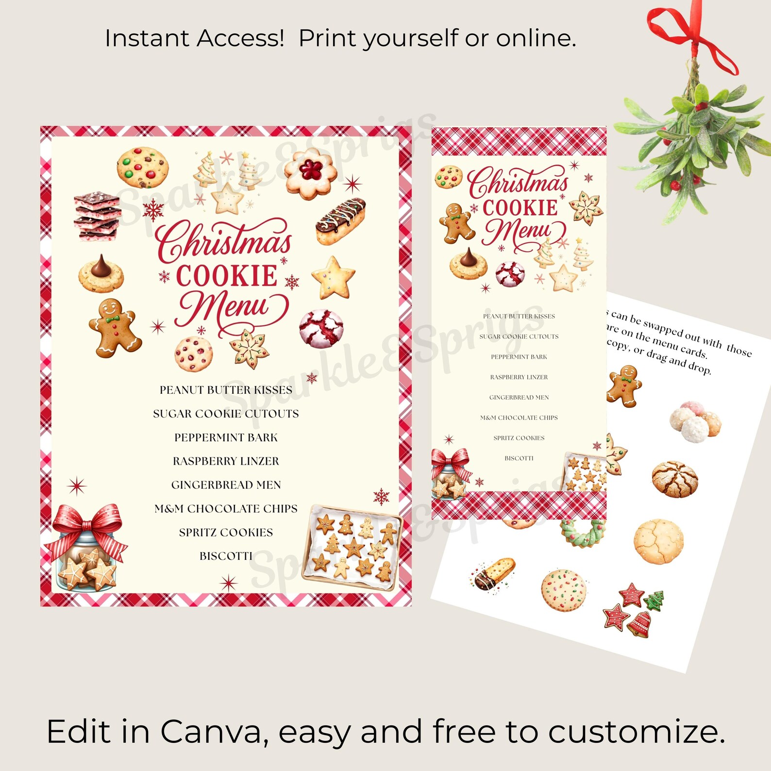 Christmas Cookie Menu Printable | Editable Cookie Exchange Sign ...