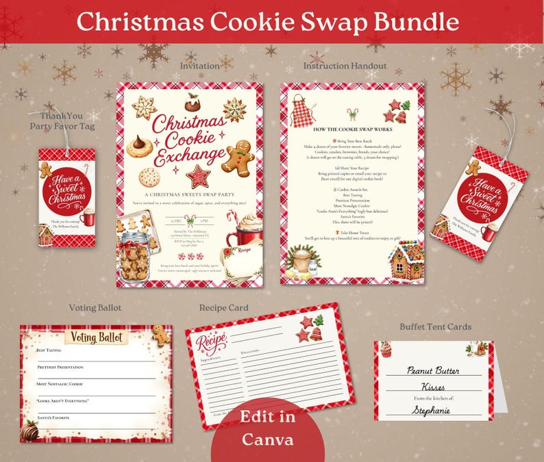 Christmas Cookie Exchange Party Bundle | Printable Event Kit With ...