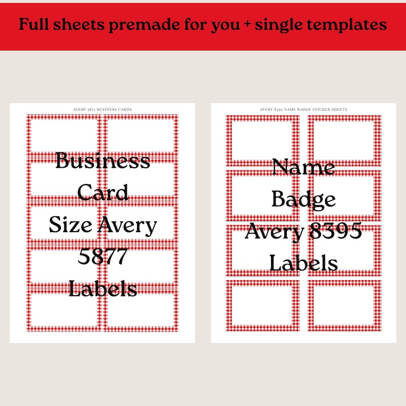 Editable Red Gingham Plaid Name Tags | Printable Name Badge Sticker ...