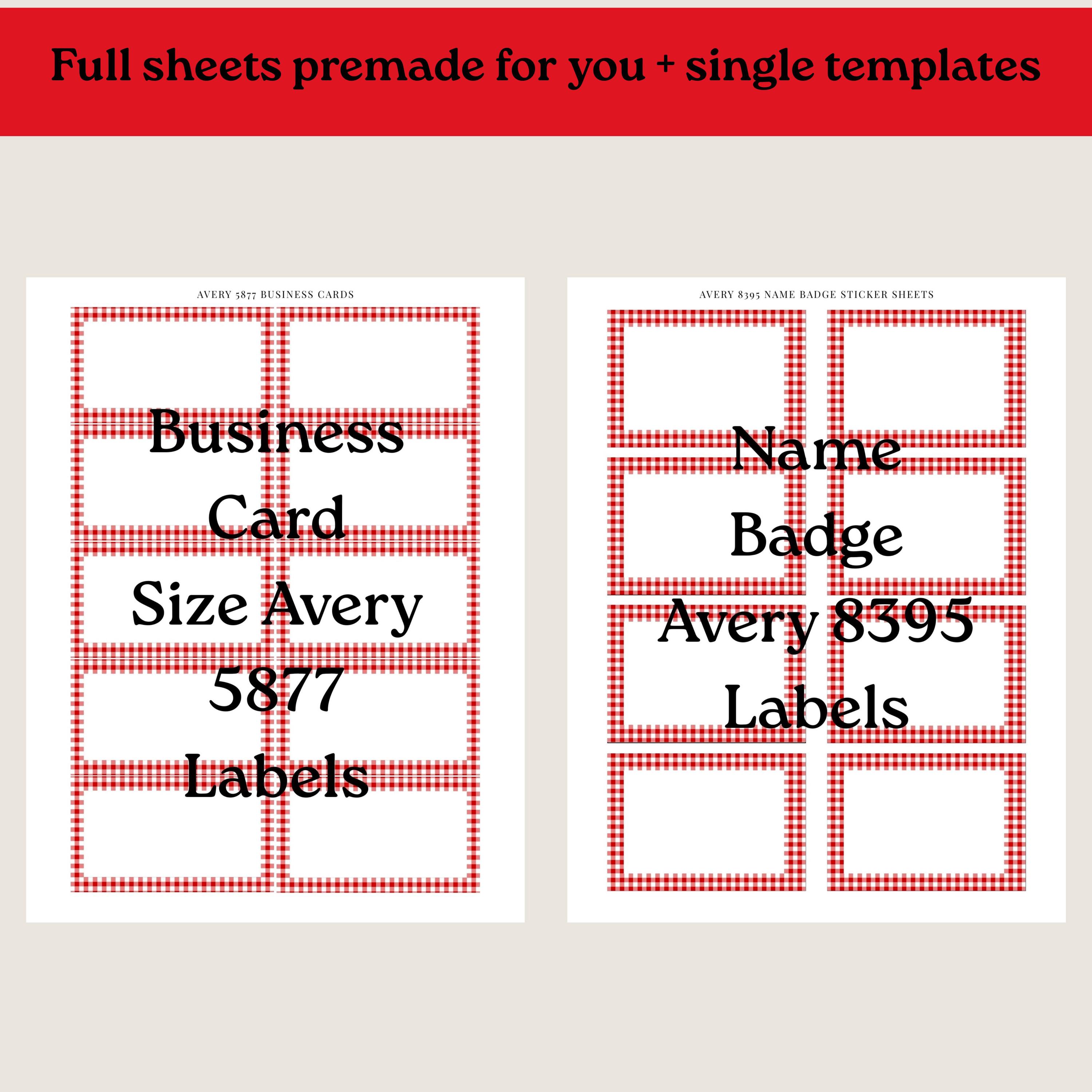 Editable Red Gingham Plaid Name Tags | Printable Name Badge Sticker ...