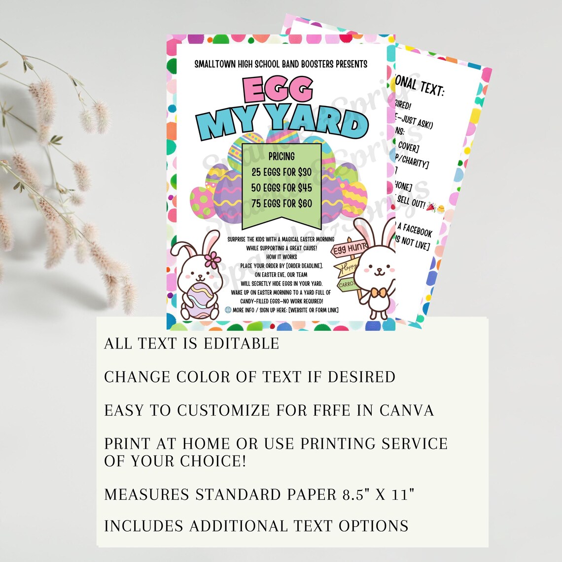 Egg My Yard Fundraiser Flyer Template, Easter Egg Hunt Gig Printable ...