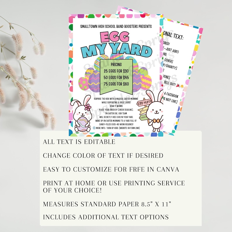 Egg My Yard Fundraiser Flyer Template, Easter Egg Hunt Gig Printable ...