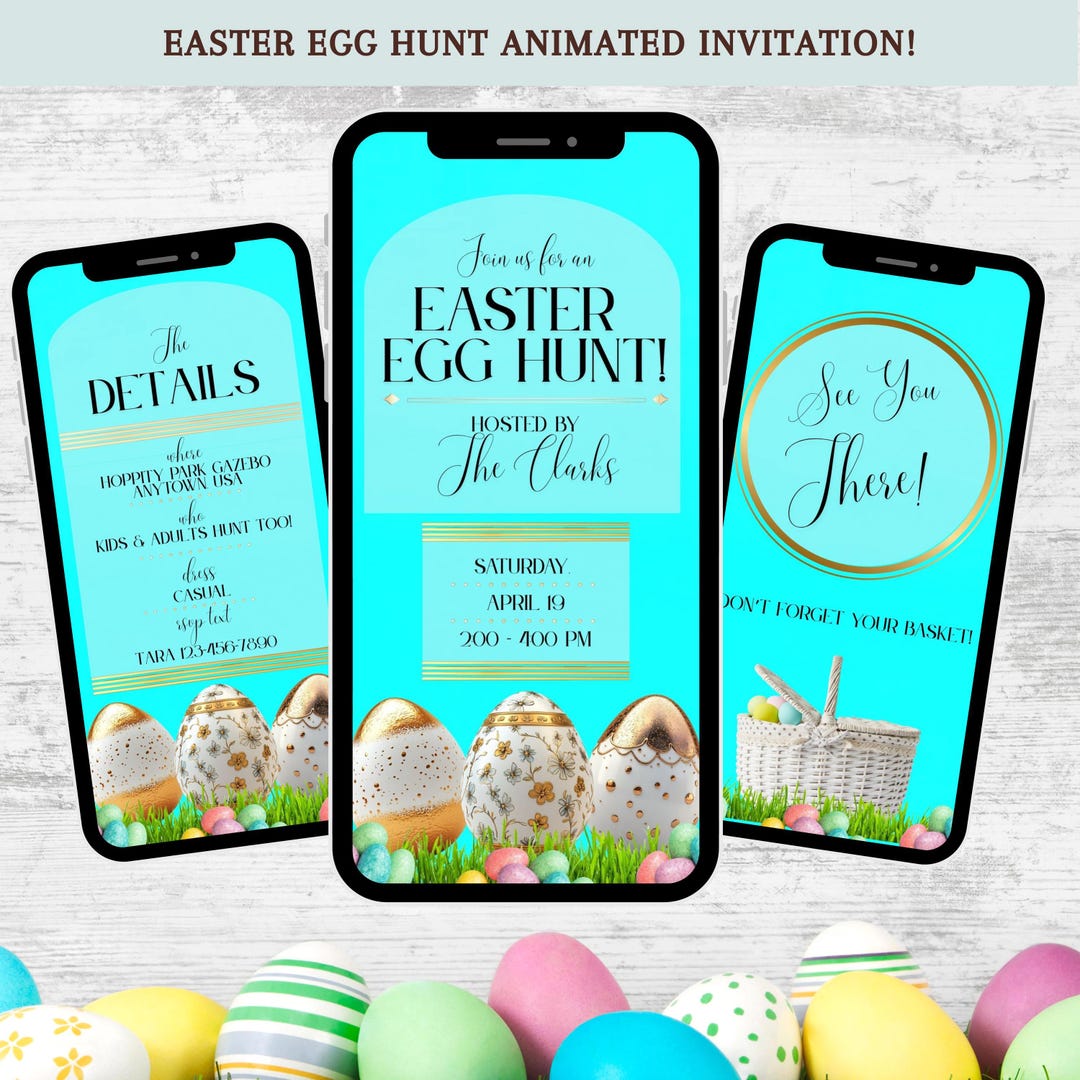 Animated Easter Egg Hunt Invitation | Editable Custom Video Invite ...