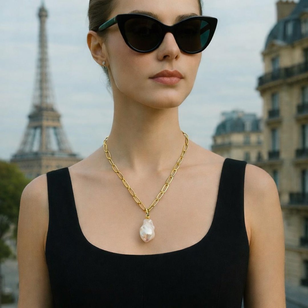 Large White Irregular Shape Baroque Pearl Pendant: Gold Bail, DIY ...