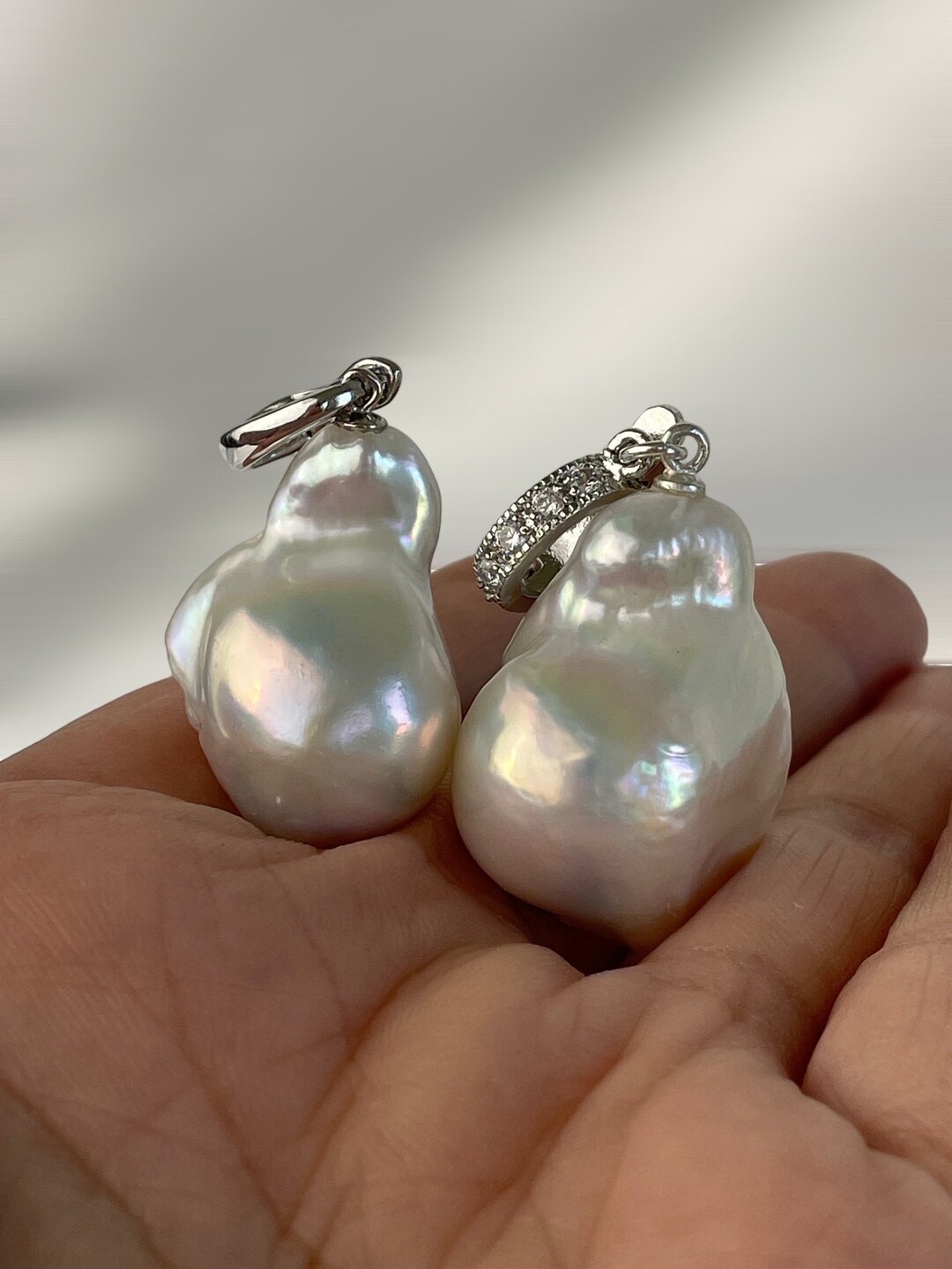 Baroque Pearl Pendant Silver Large Baroque Organic Shape Baroque Pearl ...
