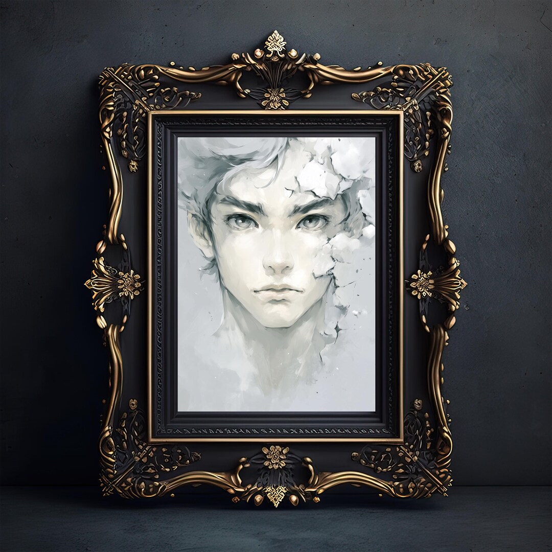 Surreal Male Portrait Digital Art - Cracked Marble Face Wall Print ...